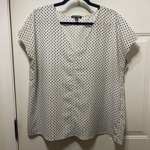 Hilary Radley | Tops | Hilary Radley Womens Blouse White Black Polka ...